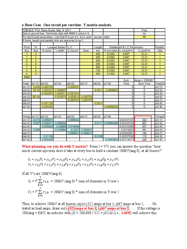 Z-Base Case. One Circuit Per Corridor. Y Matrix Analysis.: What ...