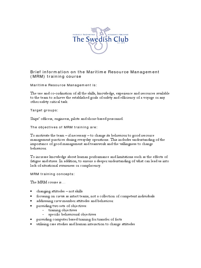 Maritime Resource Management | PDF | Psychological Concepts | Cognition