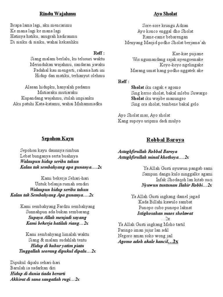 Lagu Religi: Sholat dan Doa | PDF