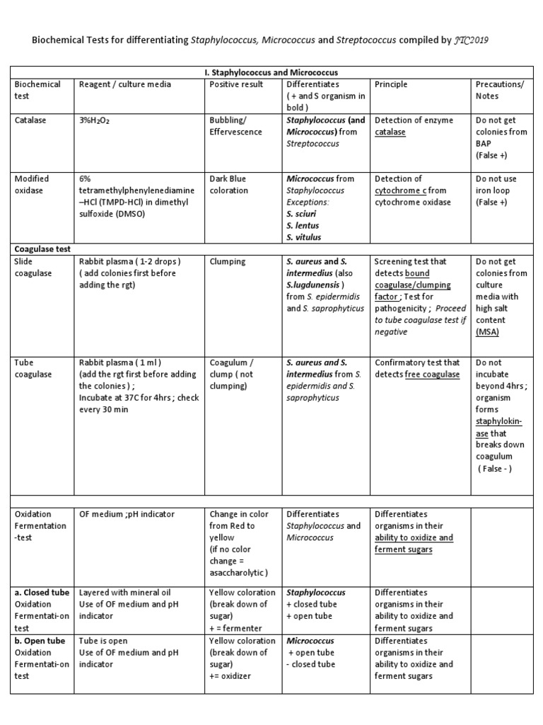Biochemical Tests For Staph-Strep - Output | PDF | Staphylococcus ...