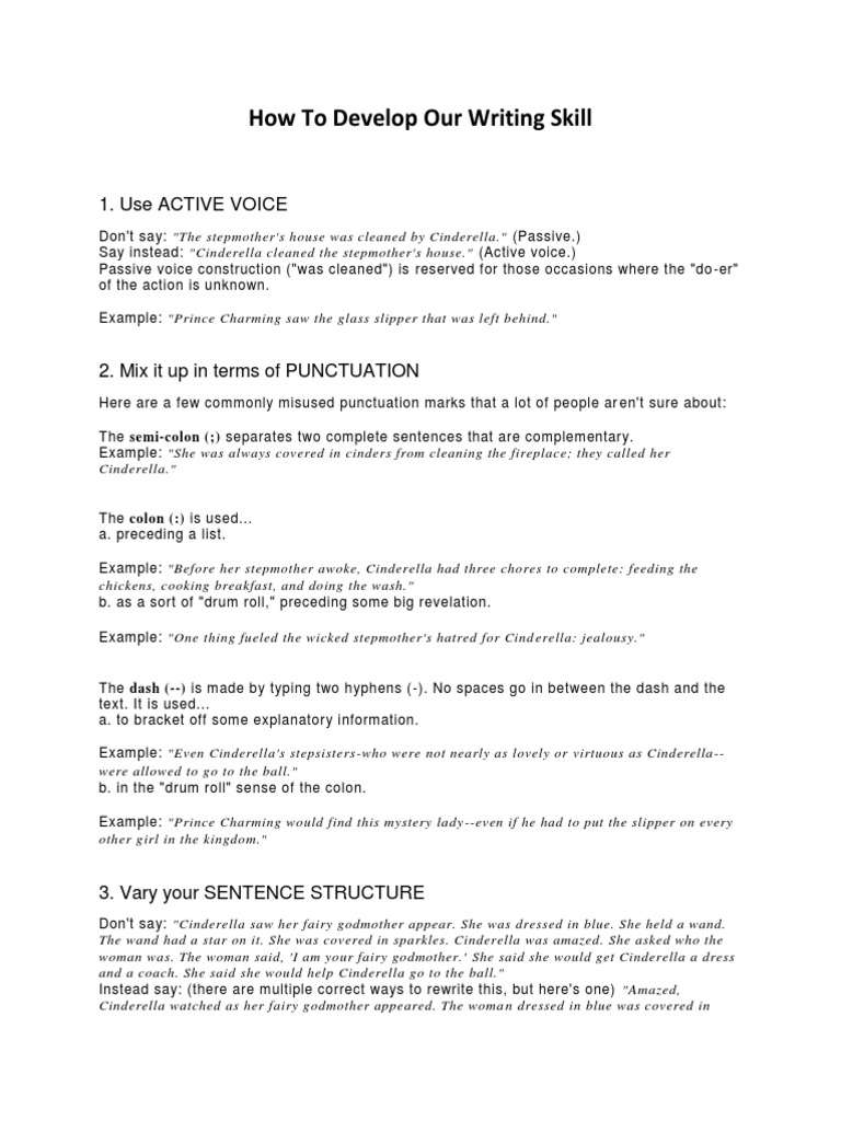 Writing Skills Development Guide | PDF | Vocabulary | Punctuation