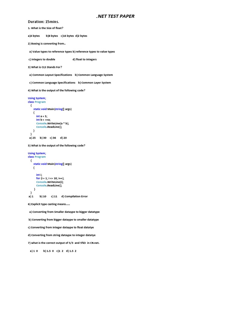 Duration 15mins Using System Class Static Void String Int Int Pdf