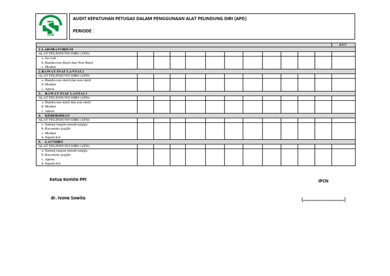 Form Monitoring Kepatuhan APD Rawat Inap | PDF