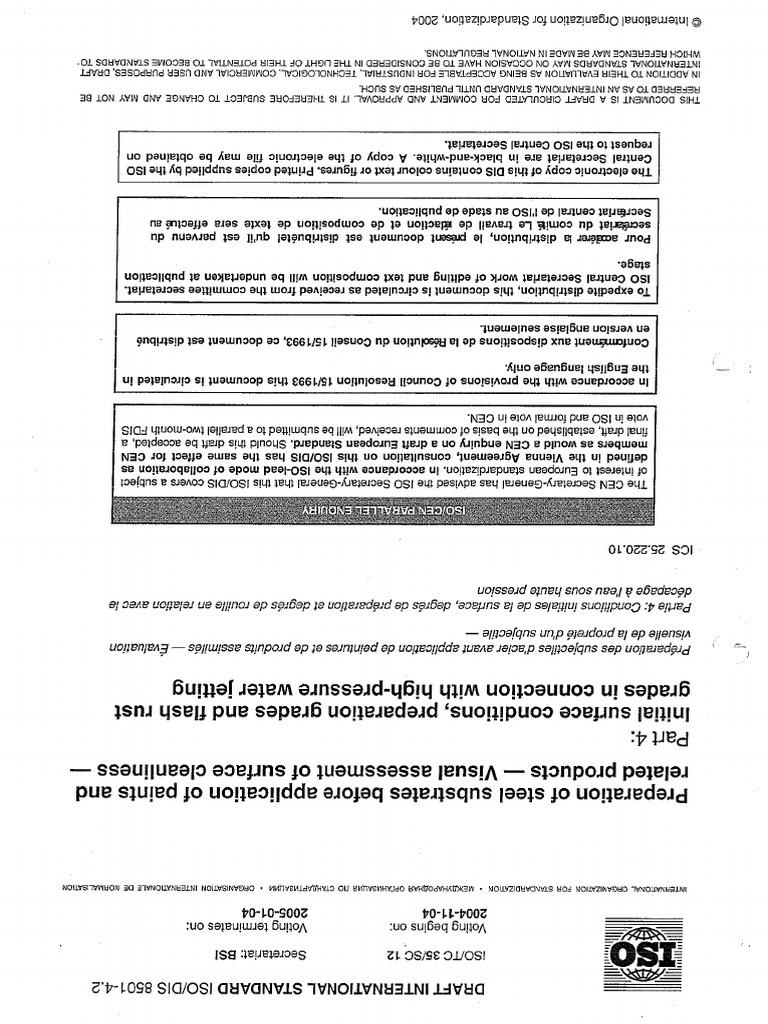 ISO 8501 - Part 4 (Draft) - Initial Surface Conditions, Preparation ...