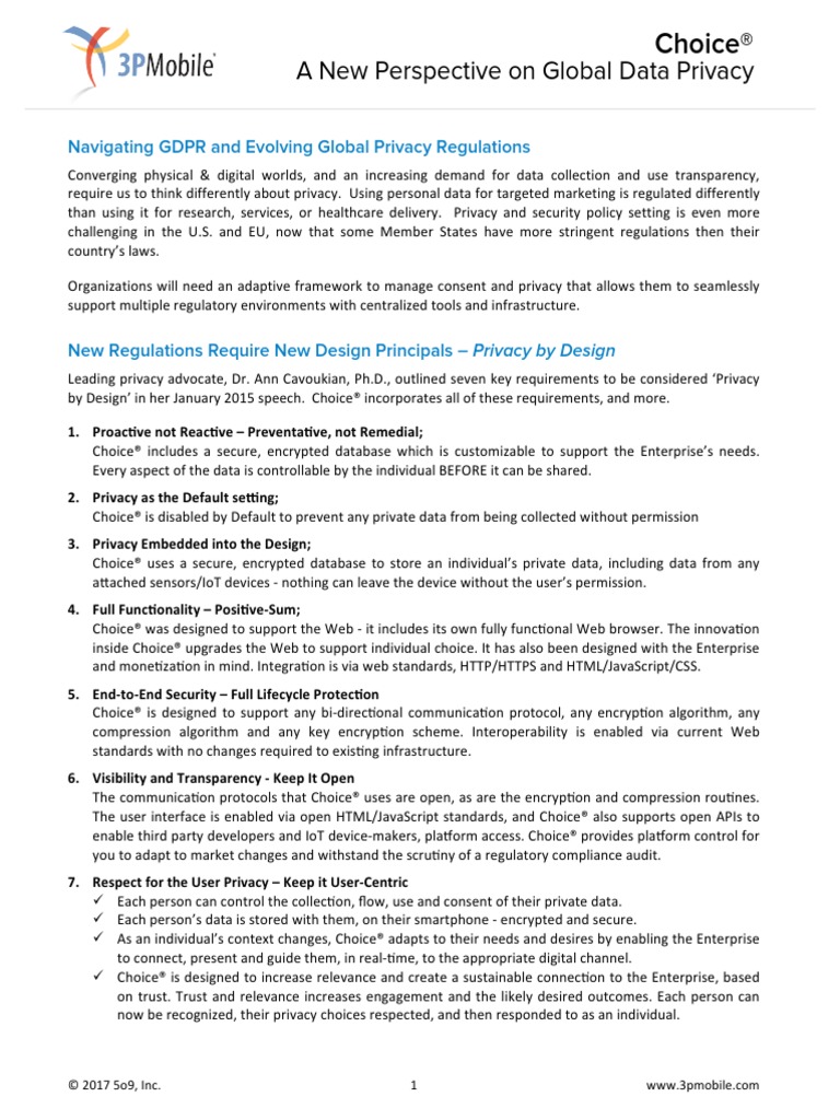 A New Perspective On Global Data Privacy: Choice® | PDF | Privacy ...