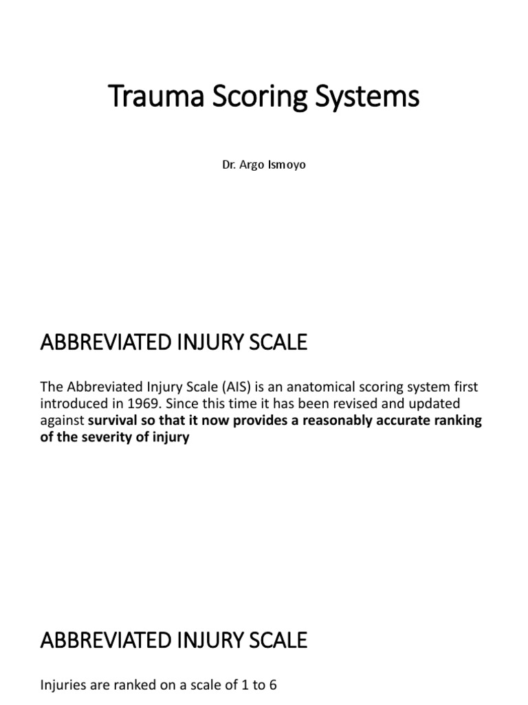 Trauma Scoring Systems | PDF