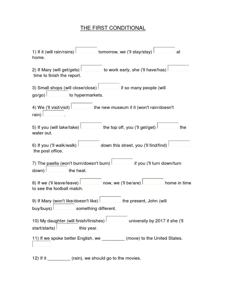 First Conditional Practice Exercises | PDF | Language Arts & Discipline