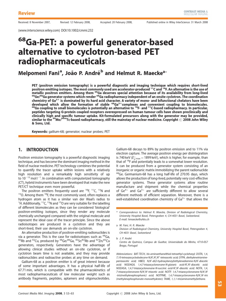 68Ga-PET: A Powerful Generator-Based Alternative To Cyclotron-Based PET ...
