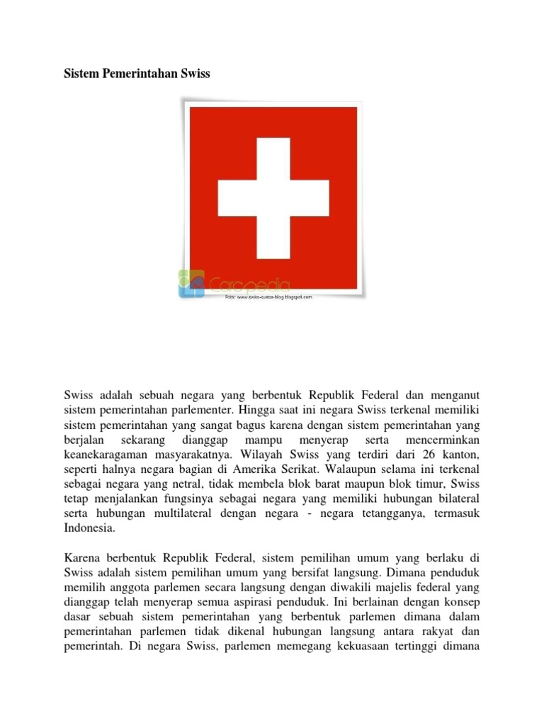 Sistem Pemerintahan Republik Federal Swiss | PDF | Sejarah
