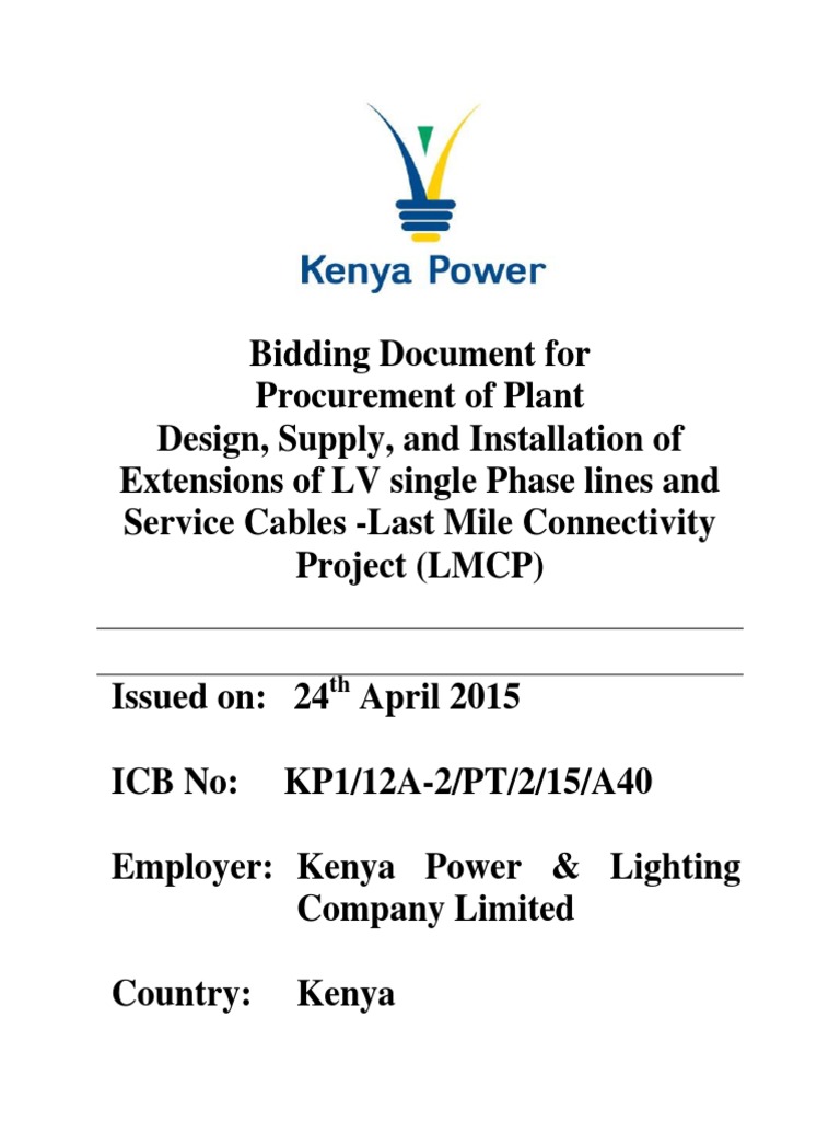 KPLC Single Phase Tender Document | PDF
