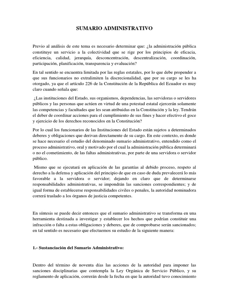 SUMARIO ADMINISTRATIVO Viviana | PDF | Administración Pública | Estado ...