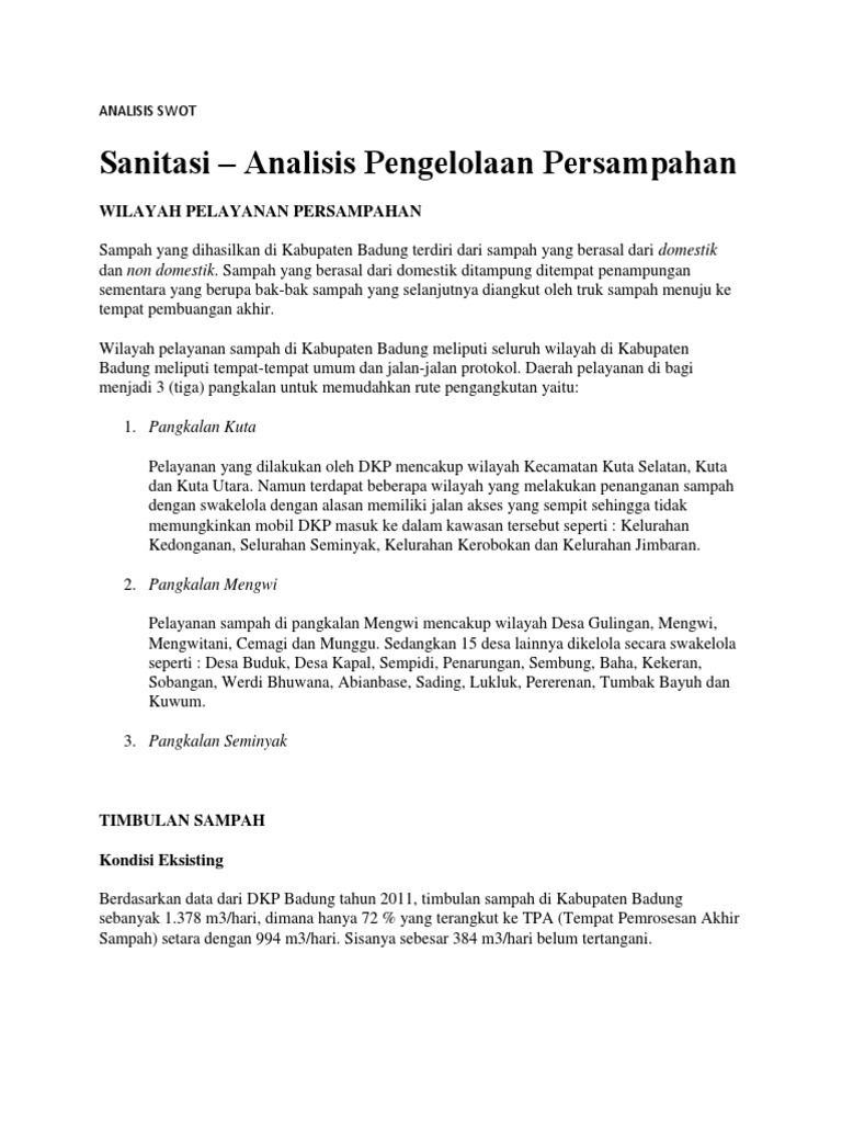 Analisis Swot | PDF | Ilmu Sosial