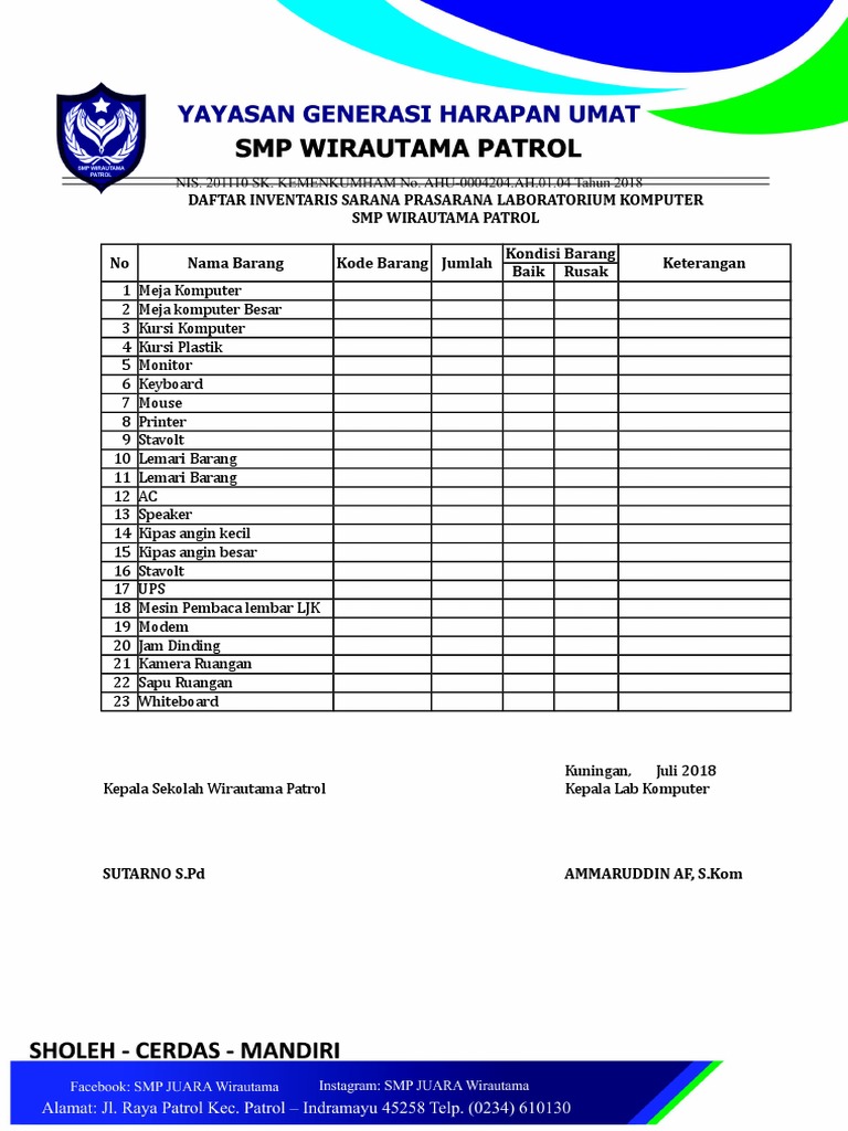 Daftar Inventaris Lab Komputer | PDF
