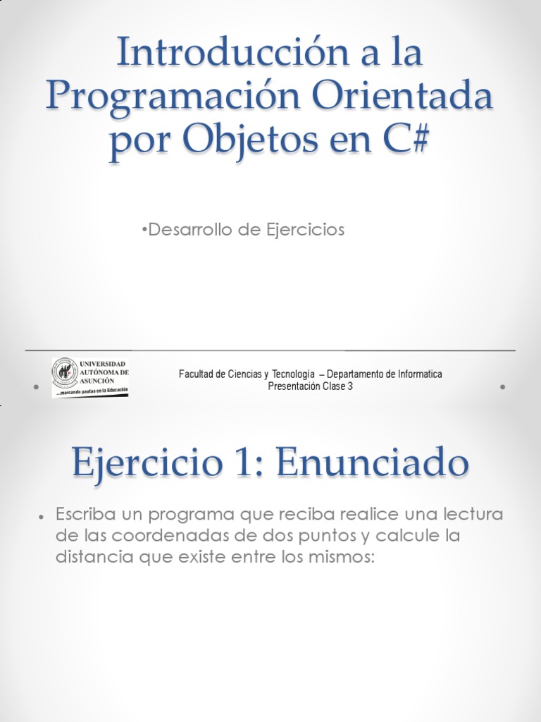 Ejercicios C Sharp Pdf Comillas Programación Orientada A Objetos