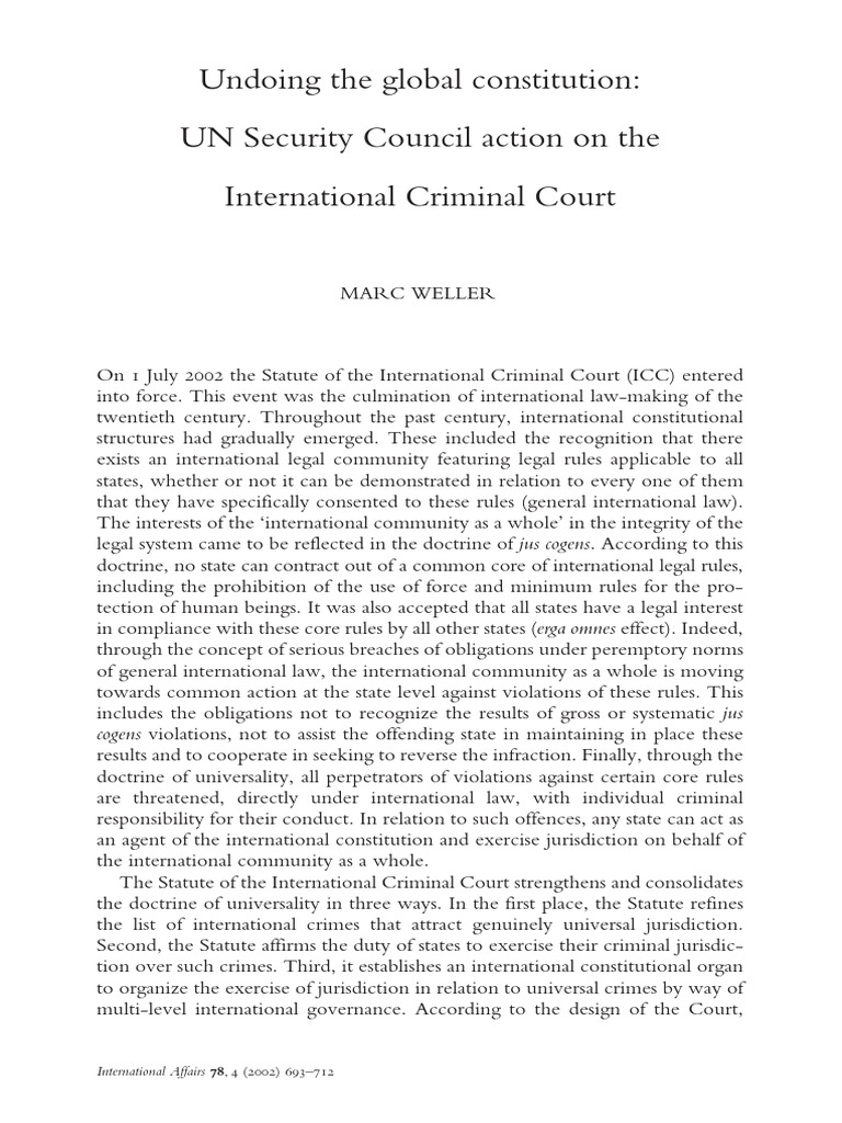 Undoing The Global Constitution Un Security Council Action On The