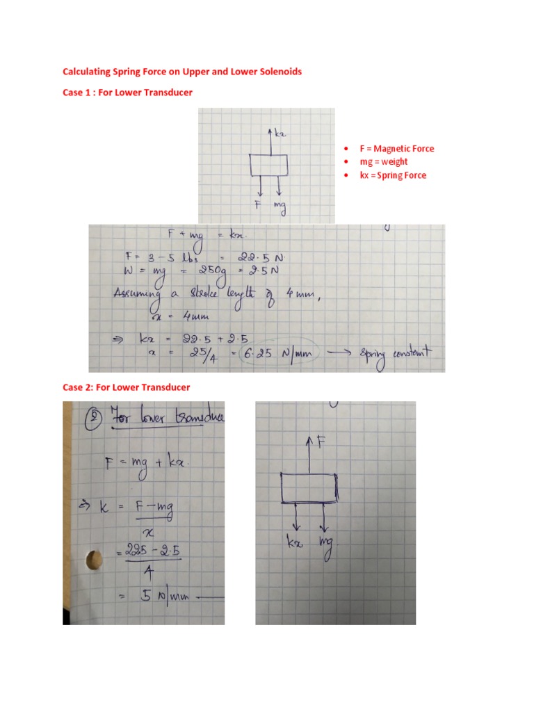 Calculating Spring Force On Upper and Lower Solenoids Case 1: For Lower ...