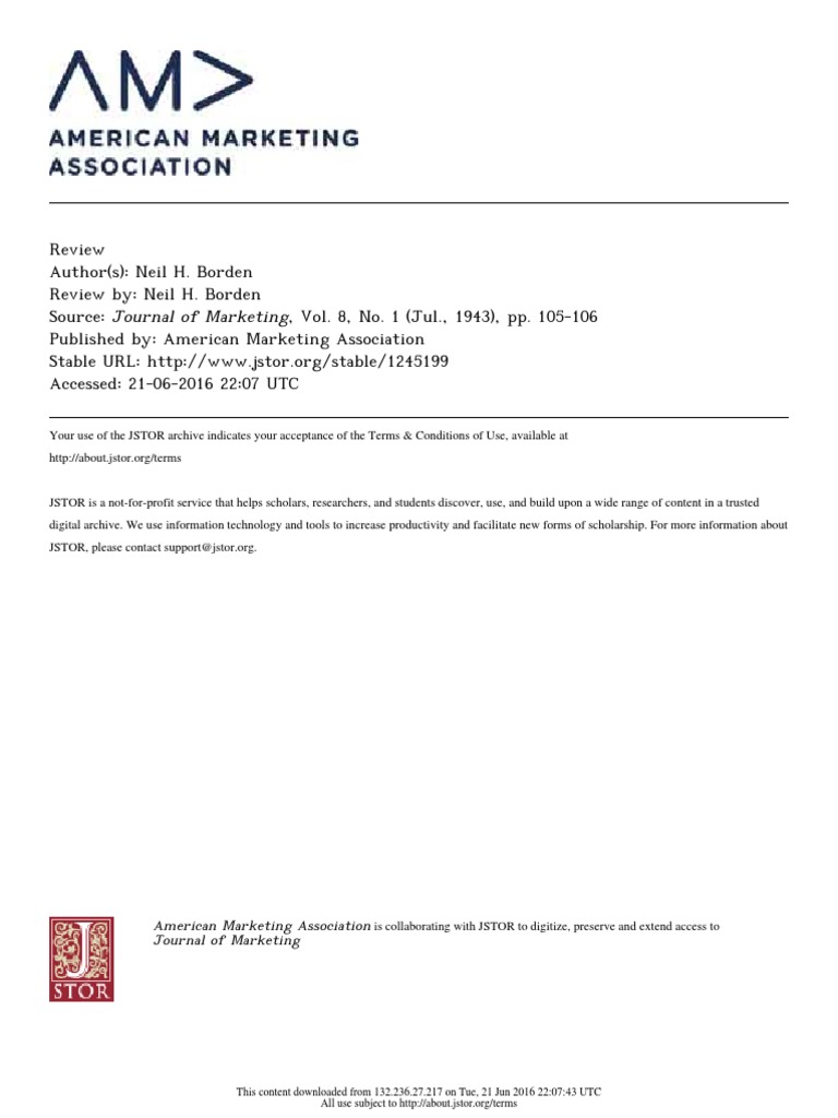 Borden, Neil H. Principles of Marketing | PDF | Marketing | Advertising