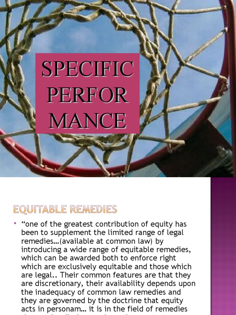 Specific Performance | PDF | Equity (Law) | Legal Remedy