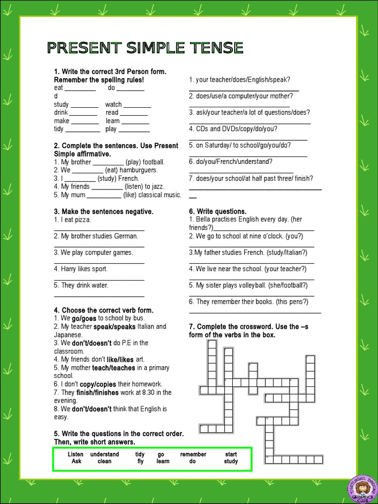 Práctica de Inglés Presente Simple Tense | PDF | Question | French Language