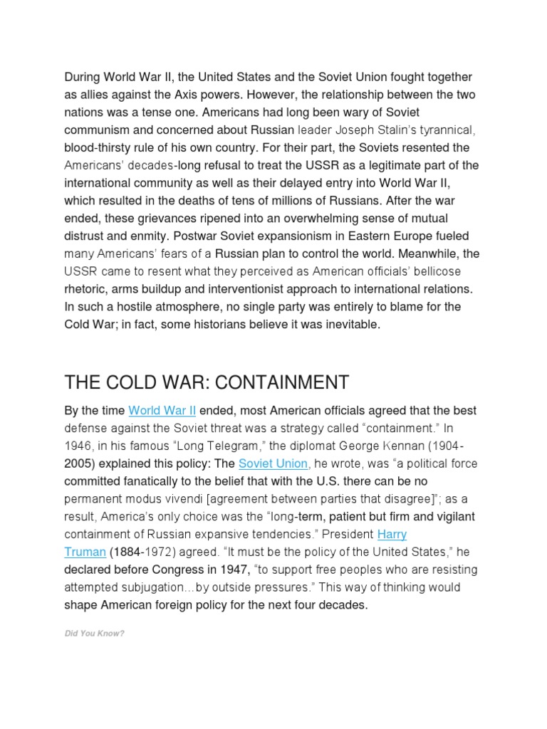 Cold War Effects | PDF | Containment | Cold War
