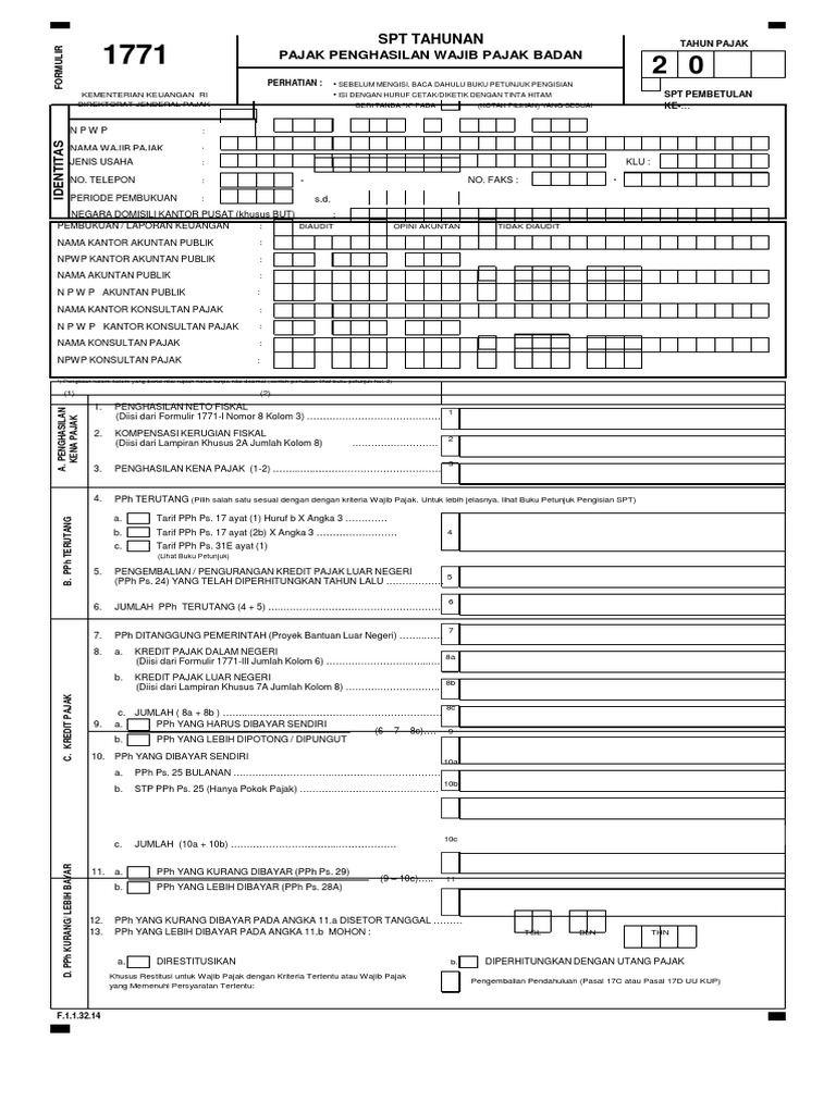 Formulir SPT 1771-TKB - 0 | PDF