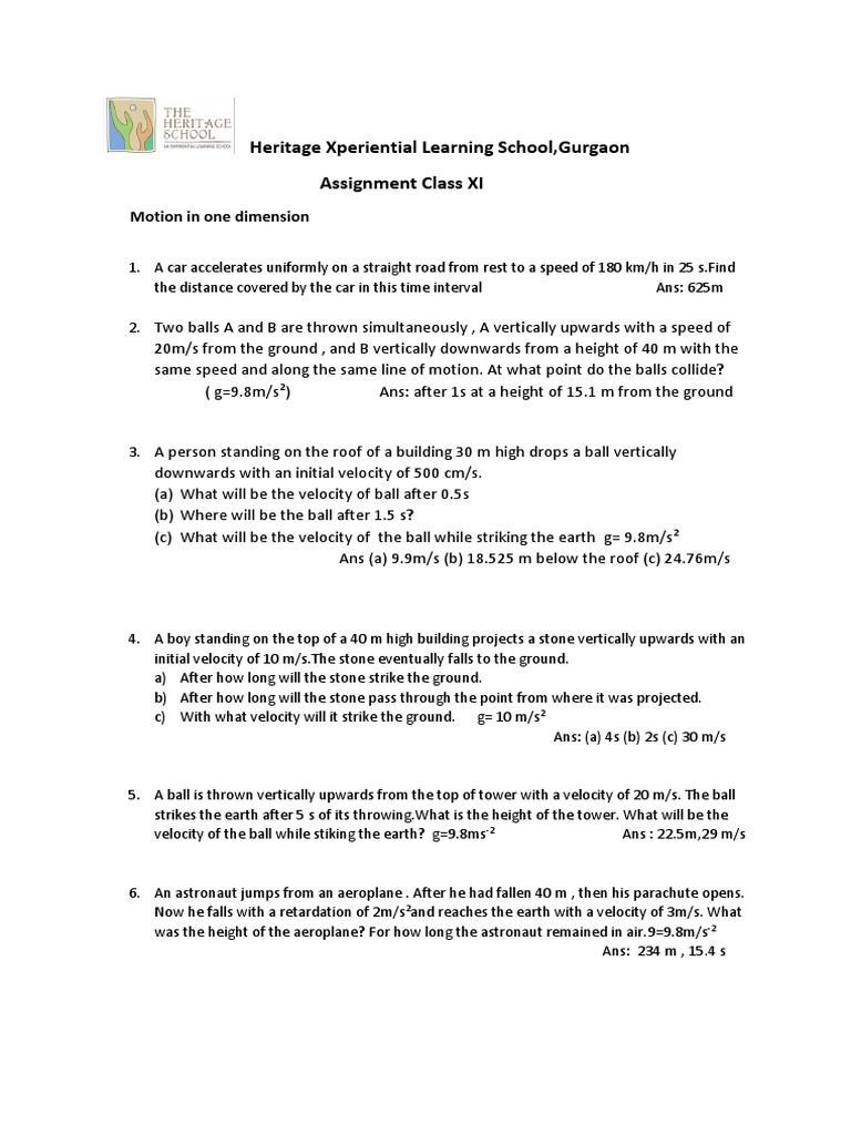 Assignment Motion And Projectile Pdf Projectiles Speed