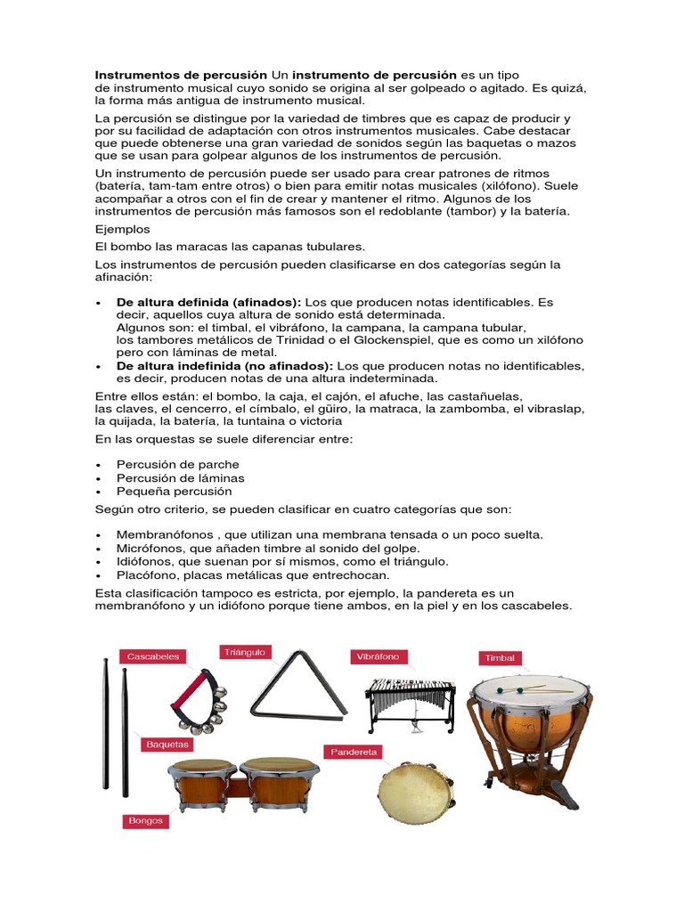 Instrumentos de Percusión, De Viento y de Cuerdas | Instrumentos de ...