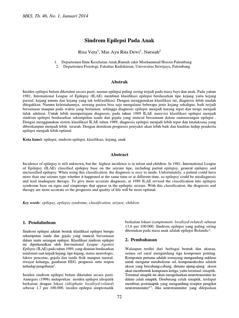 Sindrom Epilepsi Pada Anak PDF | PDF