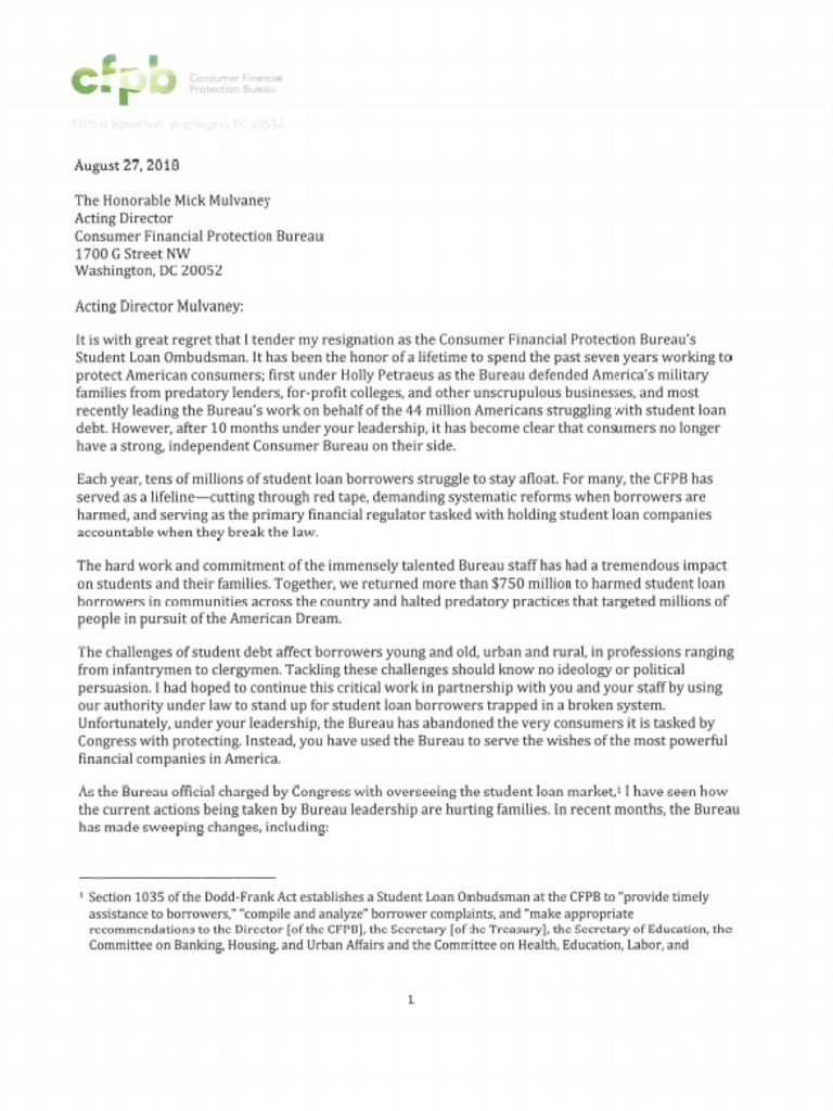 Seth Frotman Resignation Letter | PDF