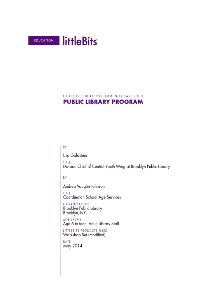 Littlebits Case Study - Public Library | PDF | Libraries | Library And ...