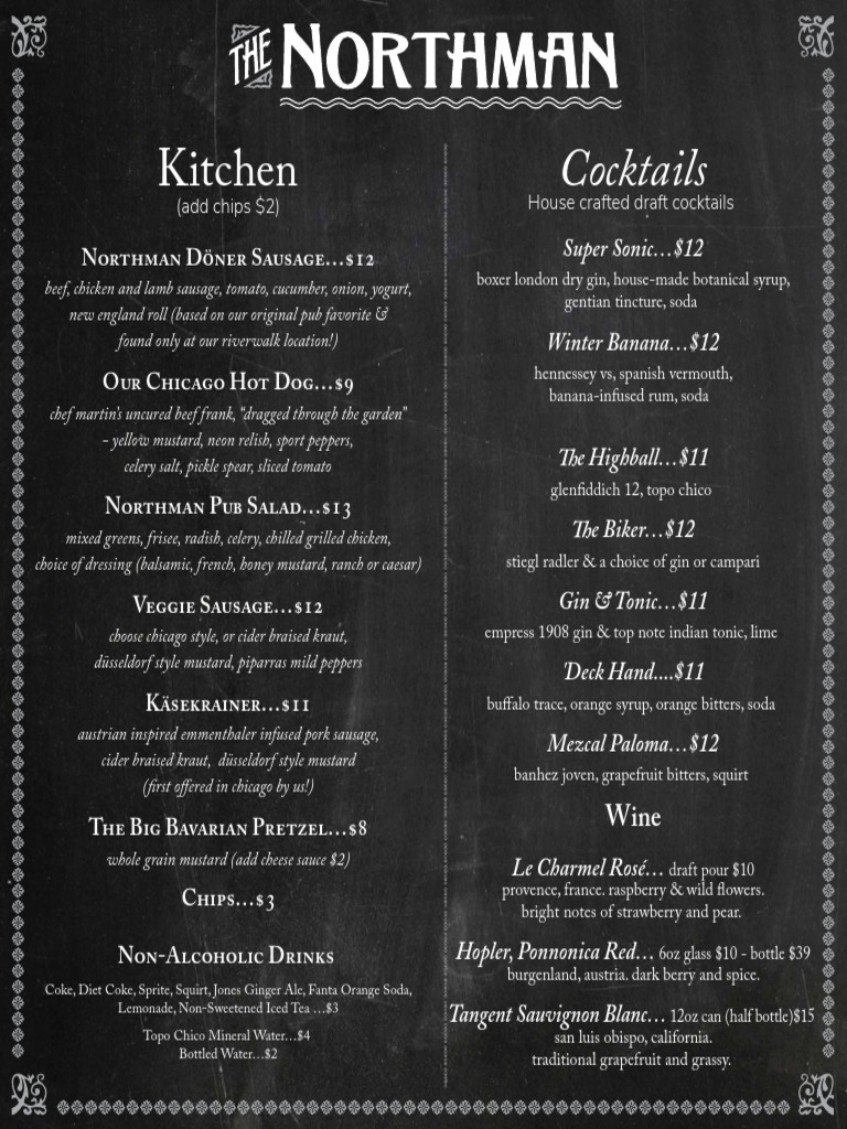 The Northman Beer and Cider Garden Menus | PDF | Cider | Ale
