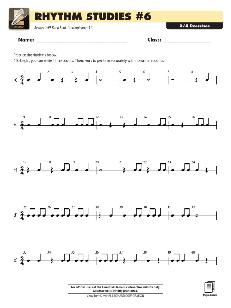 Rhythm Studies #6: Name: - Class | PDF