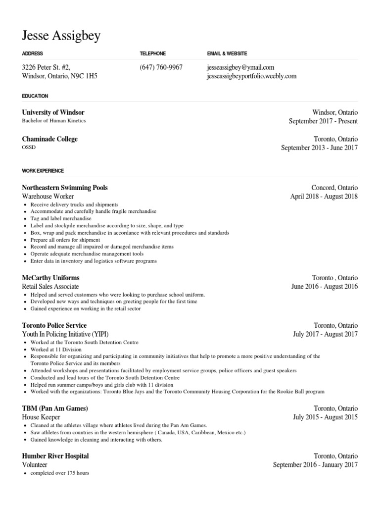 Jesse Assigbey Resume - My Resume-2 | PDF | Sports | Business