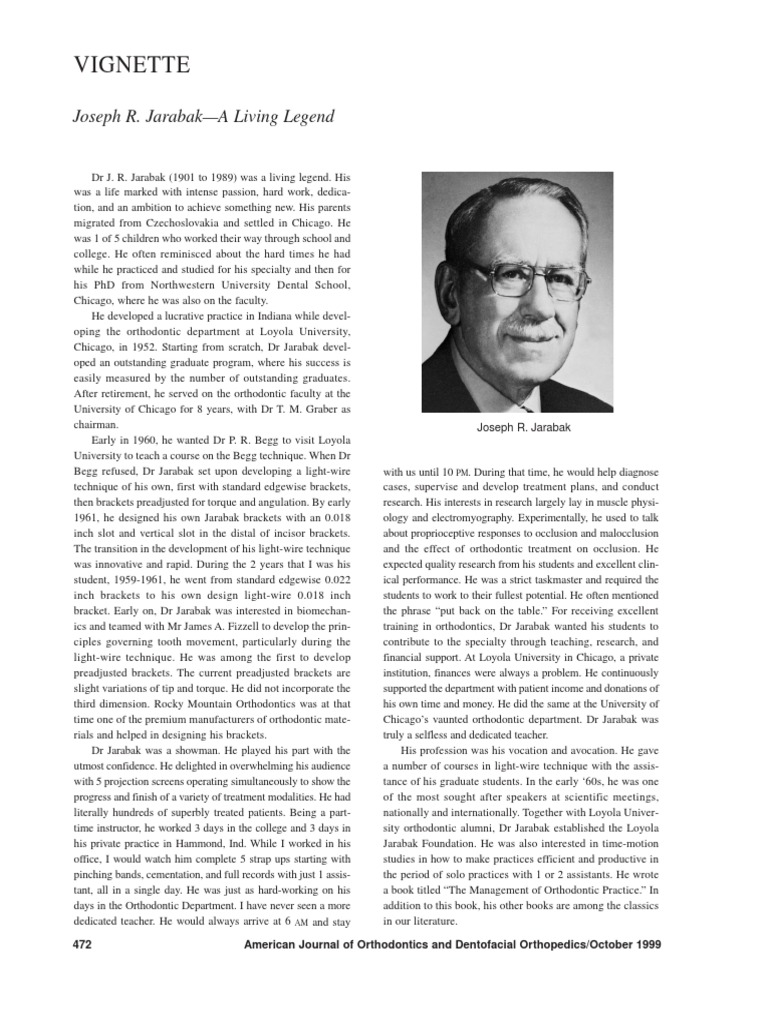 Joseph R. Jarabak-A Living Legend | PDF | Orthodontics | Medicine