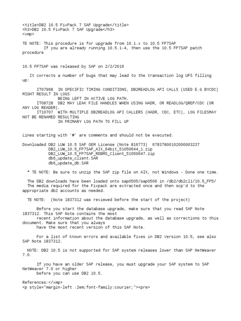 Db2 105 Fp7sap Upgrade2 Pdf Ibm Db2 Windows Registry 