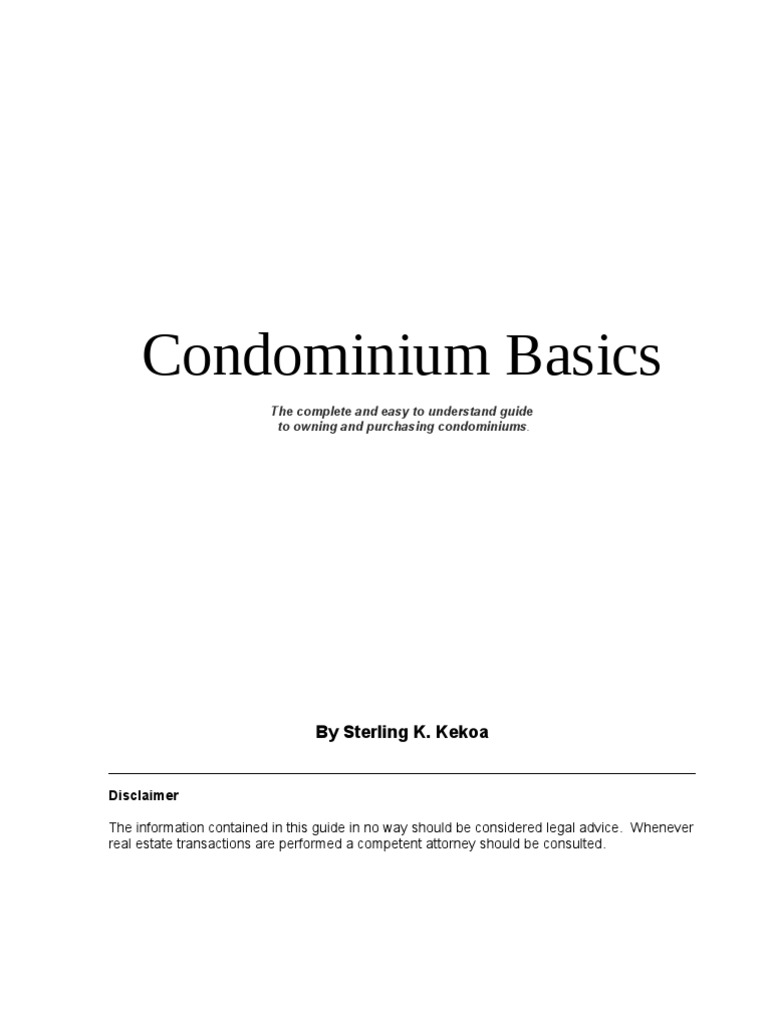 Condominium Basics | PDF | Condominium | Ownership