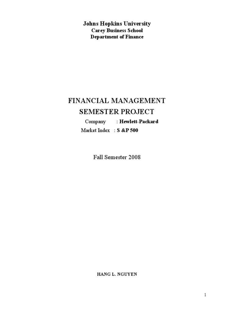 Financial Management Semester Project: Johns Hopkins University | PDF ...