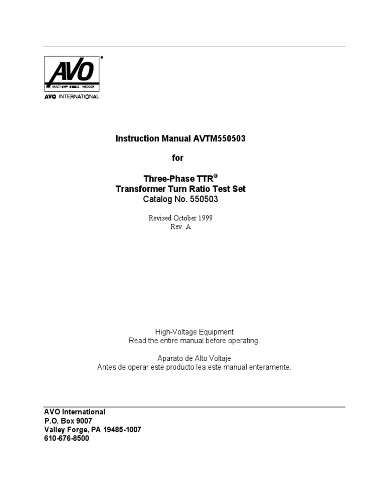 TTR Manual Rev A Oct 1999 PDF | PDF | Transformer | Alternating Current