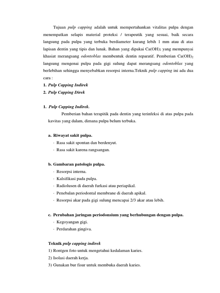 Prosedur Pulp Capping | PDF