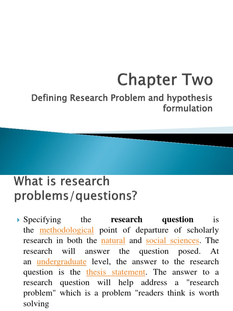 Defining Research Problem and Hypothesis Formulation | PDF | Hypothesis ...