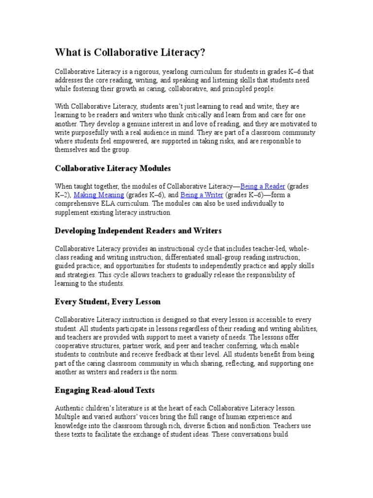 What | PDF | Literacy | Collaboration