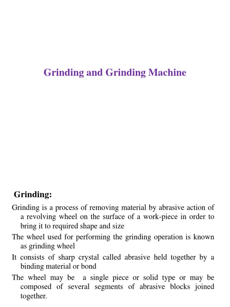 Grinding and Grinding Machine | PDF | Grinding (Abrasive Cutting ...