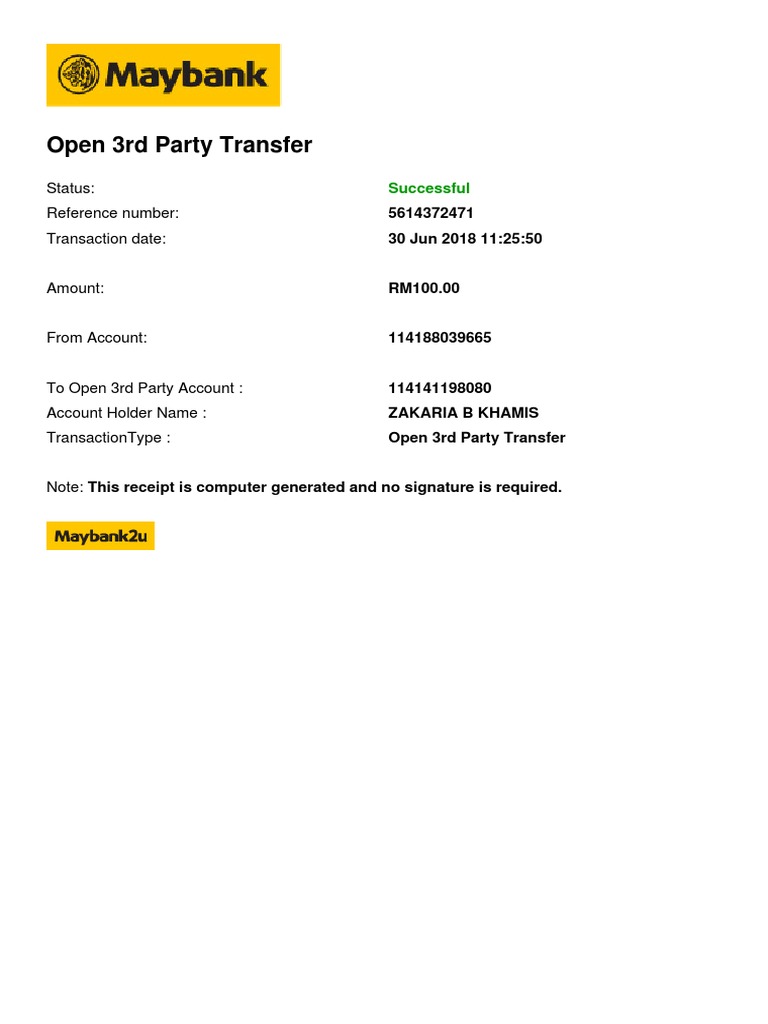 Open 3rd Party Transfer: Successful | PDF