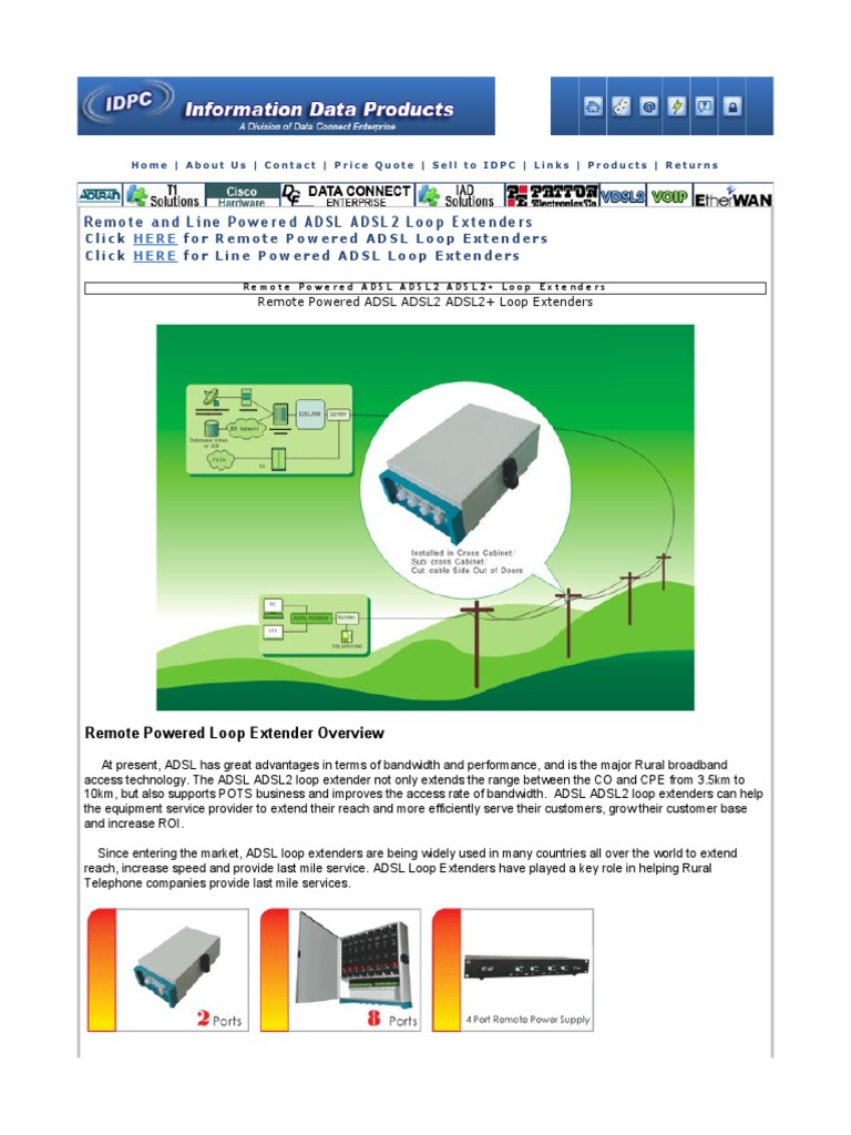 Remote and Line Powered ADSL ADSL2 Loop Extenders: Here Here | PDF ...