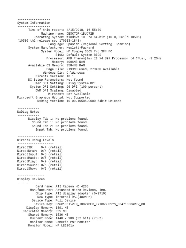 Dxdiag | PDF | Device Driver | Codec