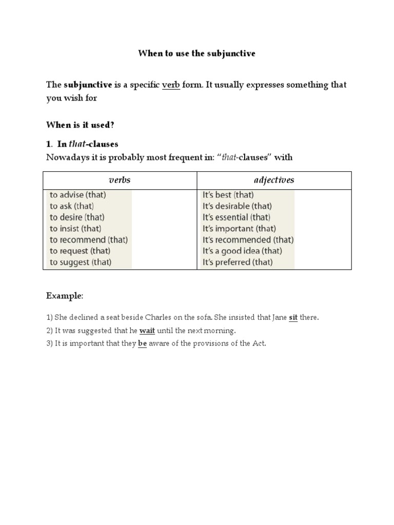 Understanding the Subjunctive Use | PDF | General Fiction