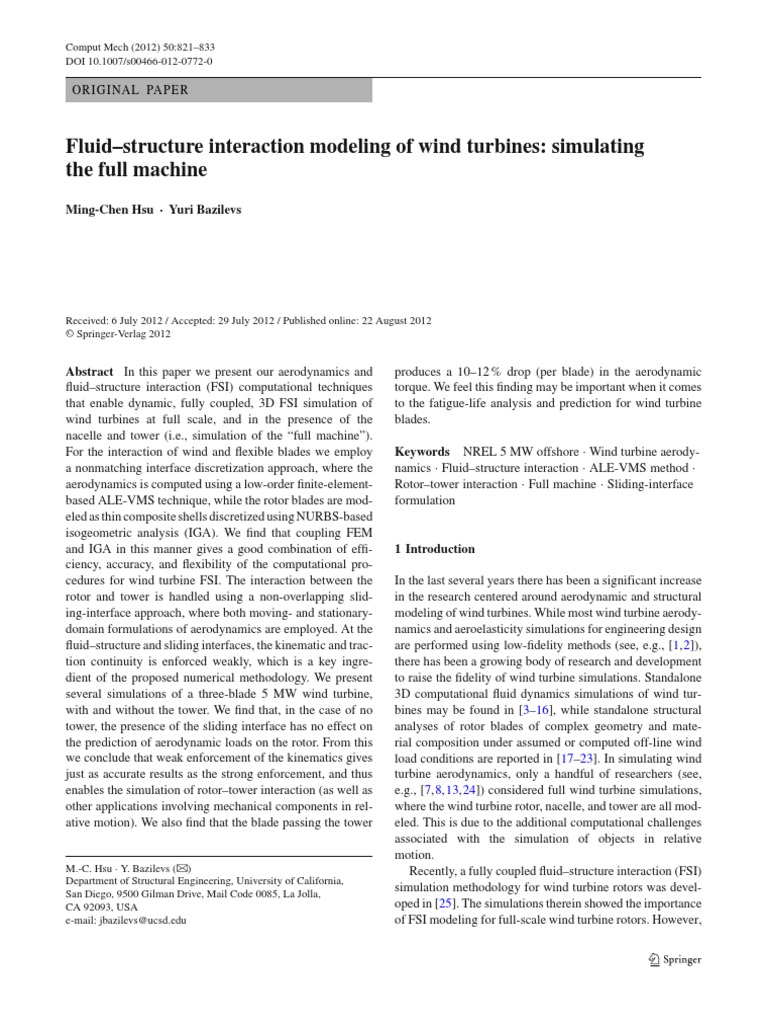 Fluid-Structure Interaction Modeling of Wind Turbines: Simulating The ...