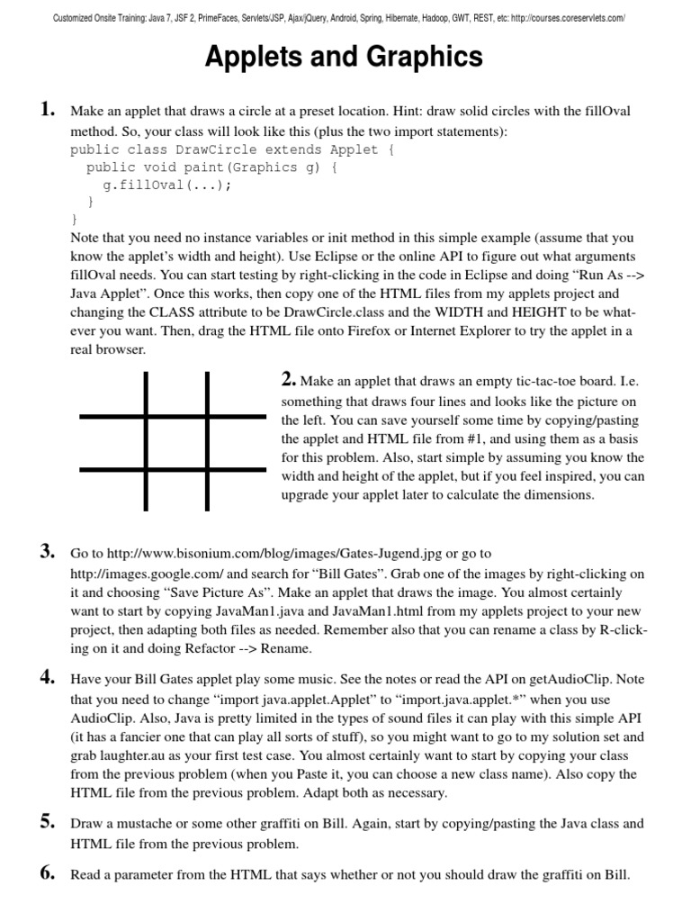 Exercises Applets PDF | PDF | Java (Programming Language) | Areas Of Computer Science