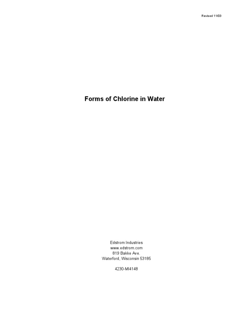 Forms of Chlorine in Water | PDF