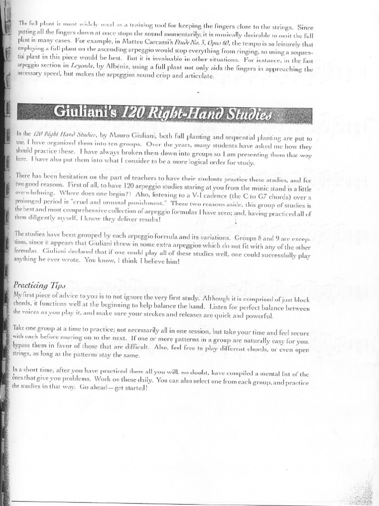 Giuliani's 120 Arpeggio Studies Guide | PDF